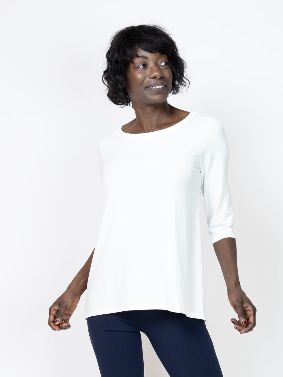 Kim & Co. Brazil Knit Wellness 3/4 Sleeve Hi-Low Top