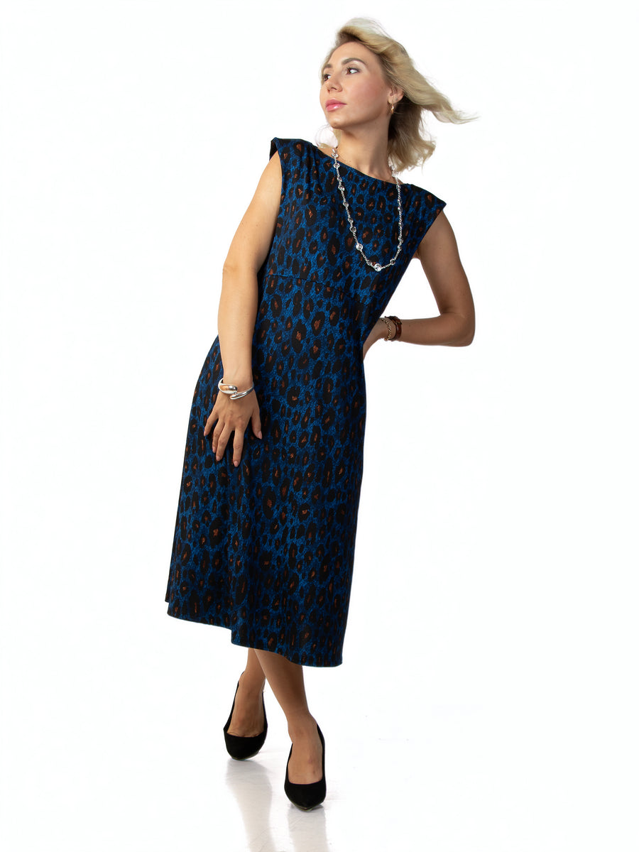 Kim & Co Printed Brazil Knit Jersey midi dress with shoulder pads – Kim ...