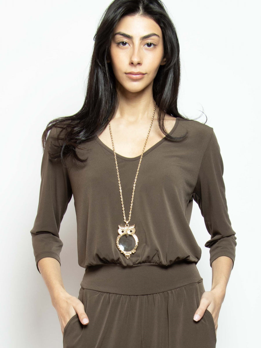 Kim & Co. Magnifying Owl Necklace